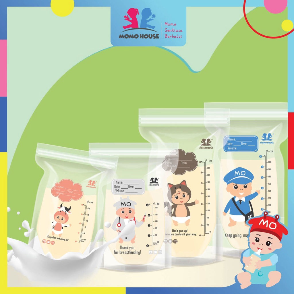 (30 Pcs) 5oz/8oz MOMO HOUSE Double Lock Breastmilk Storage Bag Breast ...