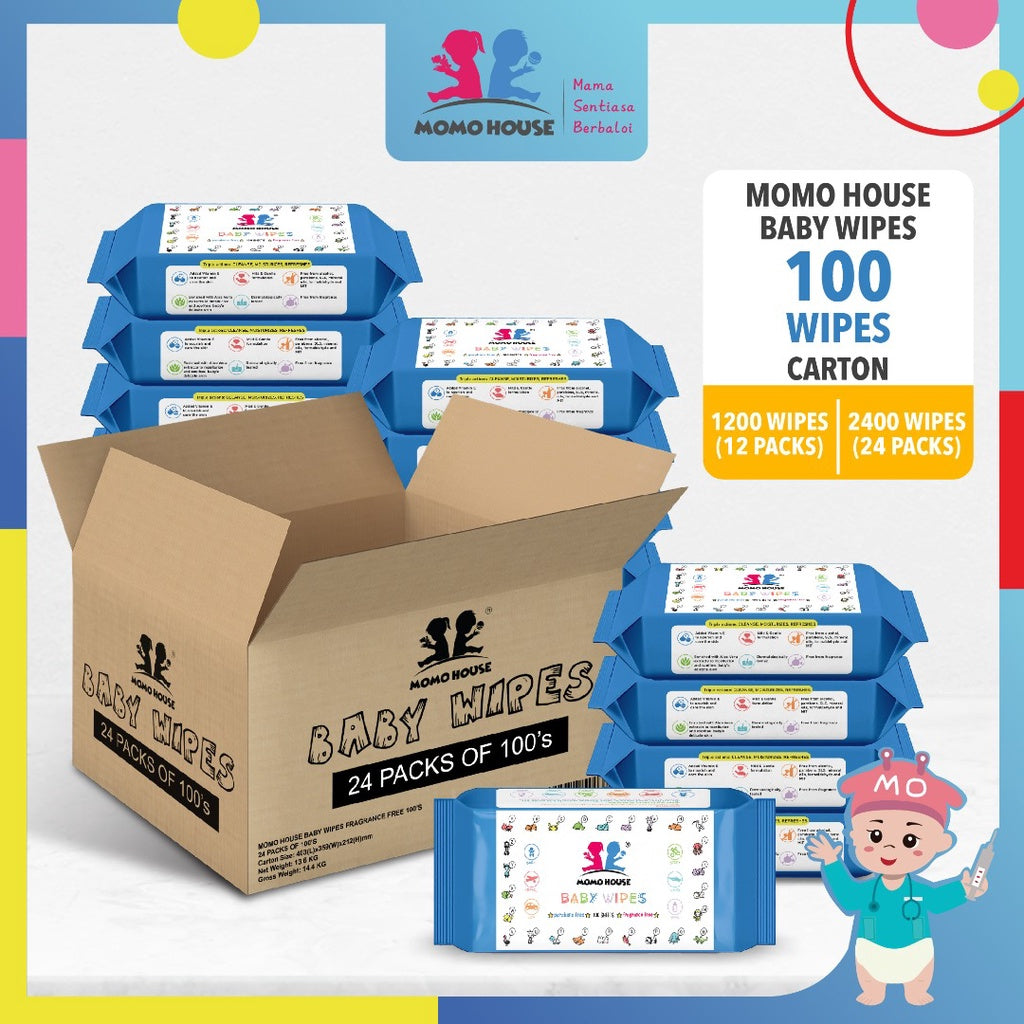 (HALAL) [CARTON] 100pcs Premium MOMO HOUSE Baby Wipes - (Non-Alcohol ...